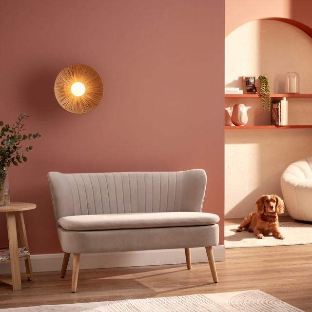 Jared Velvet 2 Seater Small Sofa - Grey by Homebase | ufurnish.com