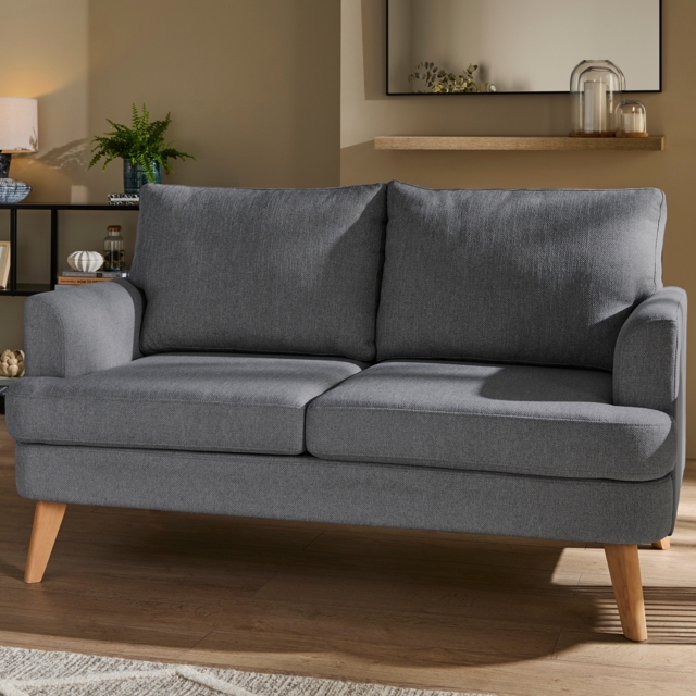 Watson Woven Fabric 2 Seater Sofa - Mid Grey by Homebase | ufurnish.com