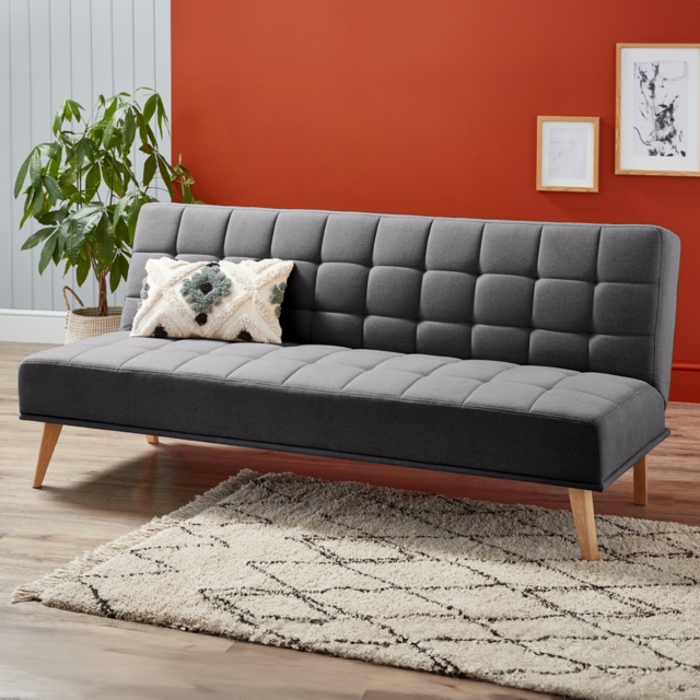 Click Clack Kelly Fabric 2 Seater Sofa Bed - Grey by Homebase ...