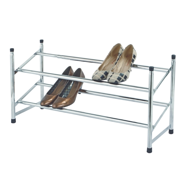 2 Tier Extendable Shoe Rack - Chrome by Homebase | ufurnish.com