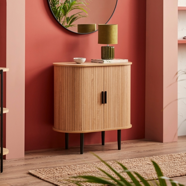 Hannes Tambour Extra Small Sideboard - Oak Effect by Homebase ...