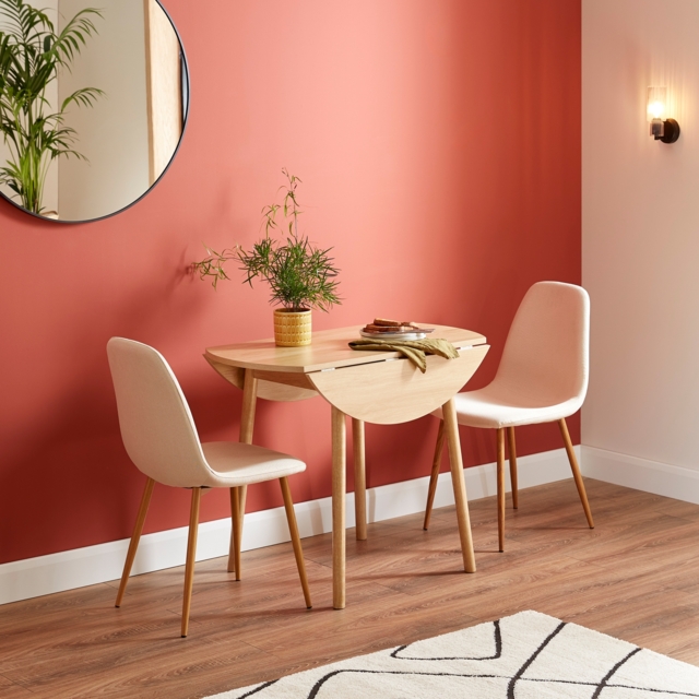 Callie Round 2-4 Seater Drop Leaf Dining Table - Oak Effect by Homebase ...