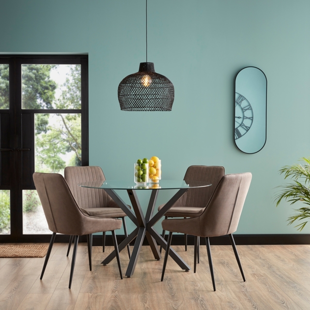 Set of 2 Arwen Matte Velvet Dining Chairs - Elephant by Homebase ...