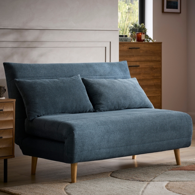 Boston Geo Chenille 2 Seater Sofa Bed - Slate Blue by Homebase ...