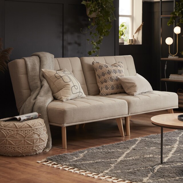 Click Clack Kelly Detachable 2 Seater Sofa Bed - Natural by Homebase ...