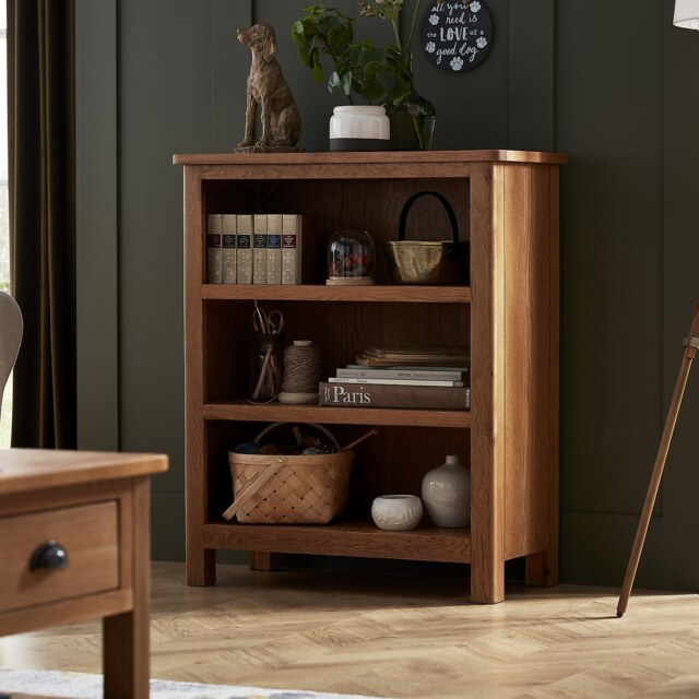 Norbury Wooden Low Bookcase - Oak by Homebase | ufurnish.com