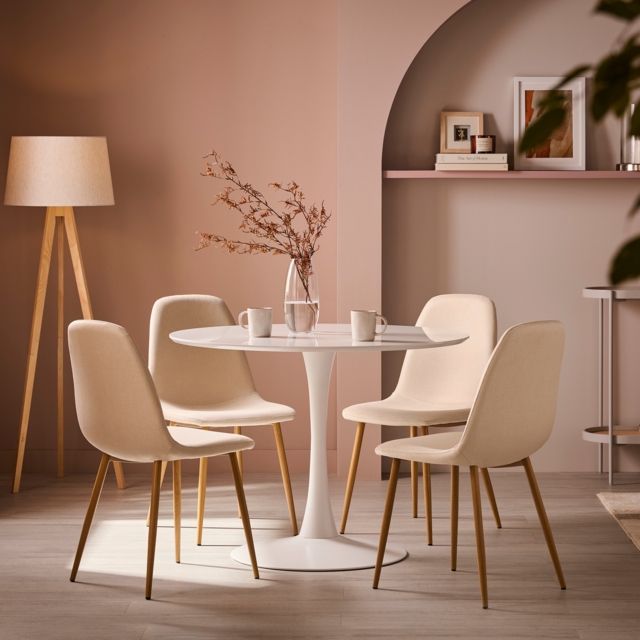 Walt Round 4-6 Seater Pedestal Dining Table - White by Homebase ...