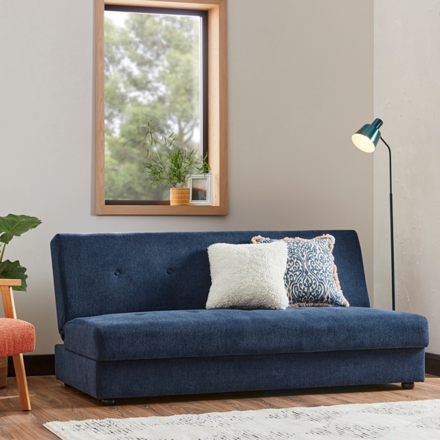Click Clack Marcus 3 Seater Sofa Bed with Storage - Blue by Homebase ...