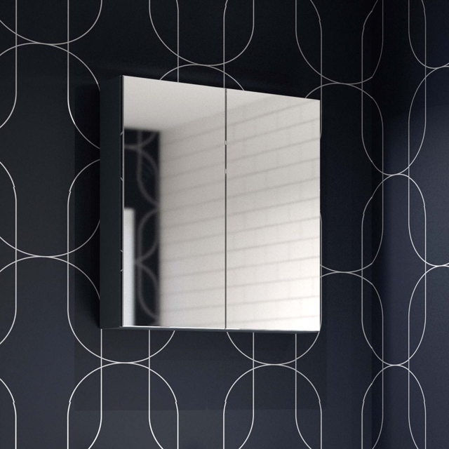 Lindo 600mm Bathroom Mirror Cabinet with Shaver Socket - Matt Blue by ...