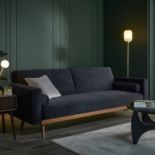 Click Clack Asha 3 Seater Sofa Bed - Charcoal by Homebase | uFurnish.com