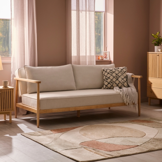 Click Clack Sova Fabric 2 Seater Sofa Bed - Beige by Homebase ...