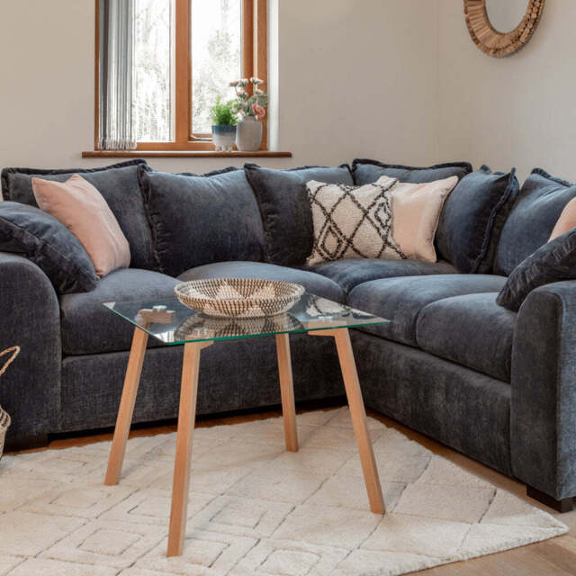 Colbee Sofa Blue Large Corner by Honeypot Furniture | ufurnish.com