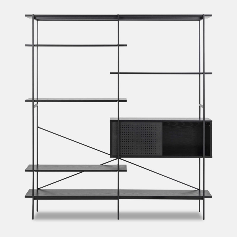 Living room shelving unit - black storage unit industrial bookcase ...