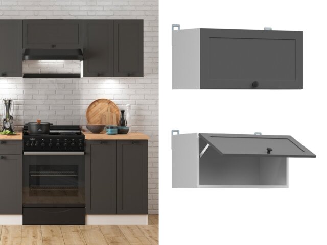 Kitchen Wall Unit Shaker Dark Grey 600mm Extractor Bridging Cabinet ...