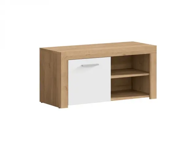 Modern Shoe Cabinet Small Lowboard 90 cm 1 Door Storage Unit Oak Effect ...