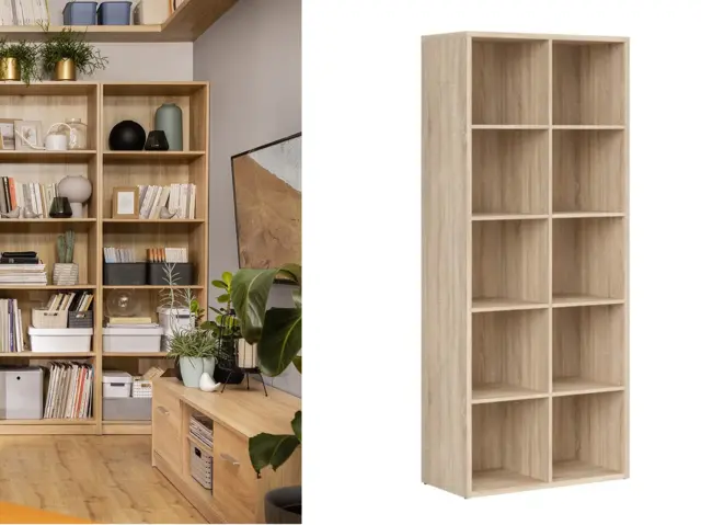 Modern Tall Cube Storage Unit Bookcase 10 Squares Adjustable Shelf ...