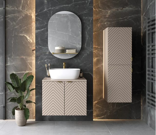 Wall Bathroom Set 600mm Vanity Cabinet and Sink Tall Storage Unit ...