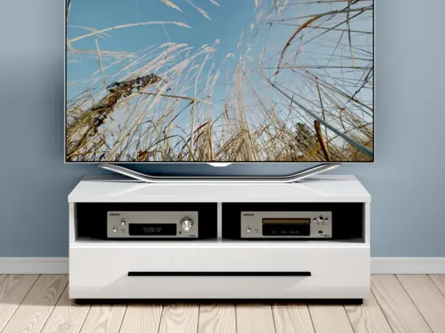 White Gloss TV Unit TV Cabinet with Drawer Modern Media Bench Storage ...
