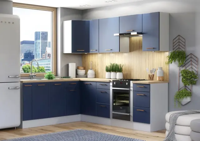 Kitchen Corner Cabinet Set 11 Units Complete Cupboards DIY 250cm x ...