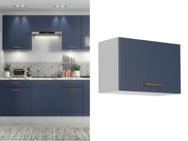 Kitchen Wall Cabinet Navy Blue Extractor Fan Cooker Hood Housing Unit ...