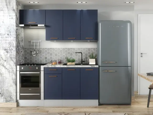 Kitchen Cabinet Set 5 Units Complete Cupboards DIY 180cm Navy Blue Slab ...