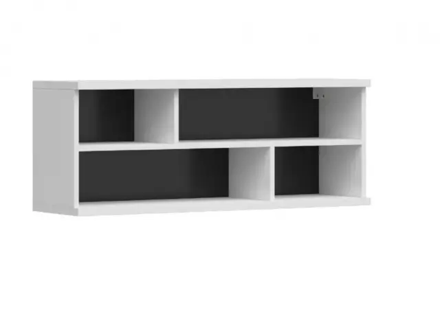 Wall Shelf Modern White Open Display Cabinet Shelving Unit with Black ...