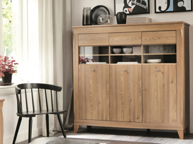Wide Dresser Glass Display Sideboard Cabinet Large Showcase Storage 3 ...