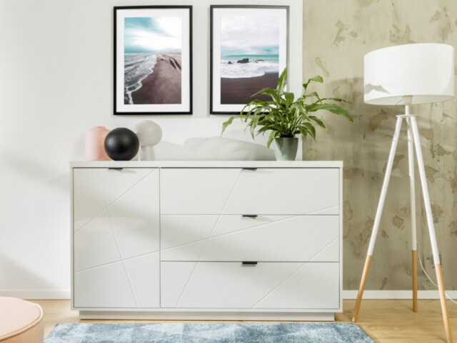 Sideboard Storage Chest of Drawers Buffet with 3 Drawers Modern White ...