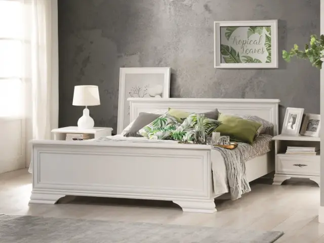 Classic White Matt European 160cm King Size Bed Frame Elegant Bed with ...