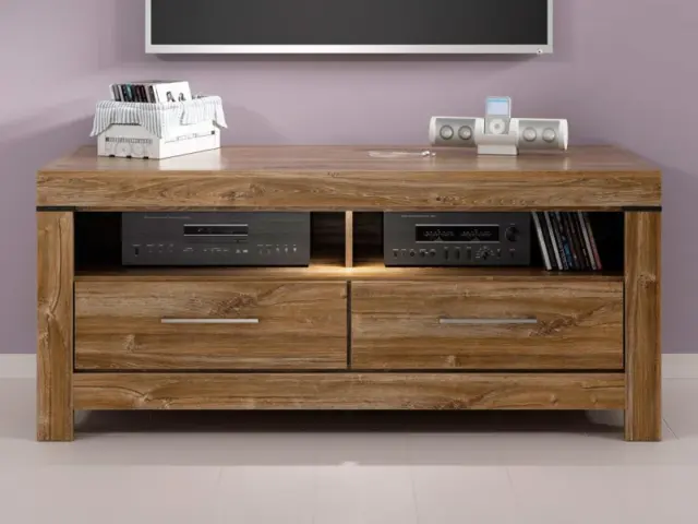 Small TV Unit with Drawer Modern Media Cabinet 139cm Short TV Stand ...