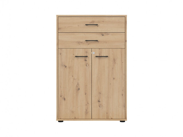 Lockable Filing Cabinet Office Storage Cupboard 2 Drawers 2 Doors 80cm ...
