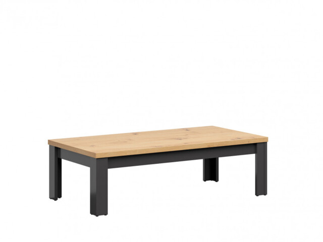 Rectangular Coffee Table L Shaped Leg Frame Dark Grey / Oak Effect ...
