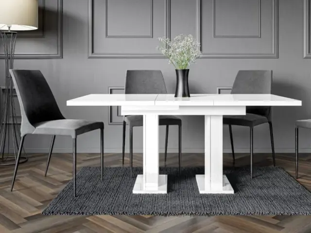 Compact Dining Table Extendable 120-160cm White Gloss Extending Top ...