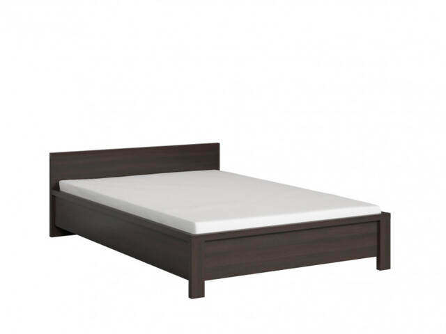 Modern Double Bed Frame in Wenge Dark Wood Finish with Solid Wood Slats ...
