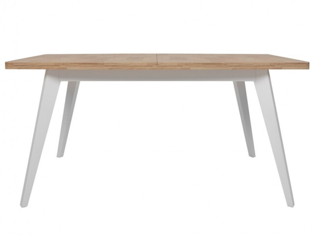 Extendable Dining Table 160-200cm Extending Oak Effect Top White Wooden ...