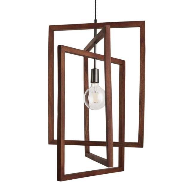Industville - Wooden Geometric Ceiling Pendant Light - 20 inch ...