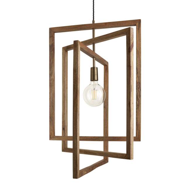 Industville - Wooden Geometric Ceiling Pendant Light - 20 inch ...