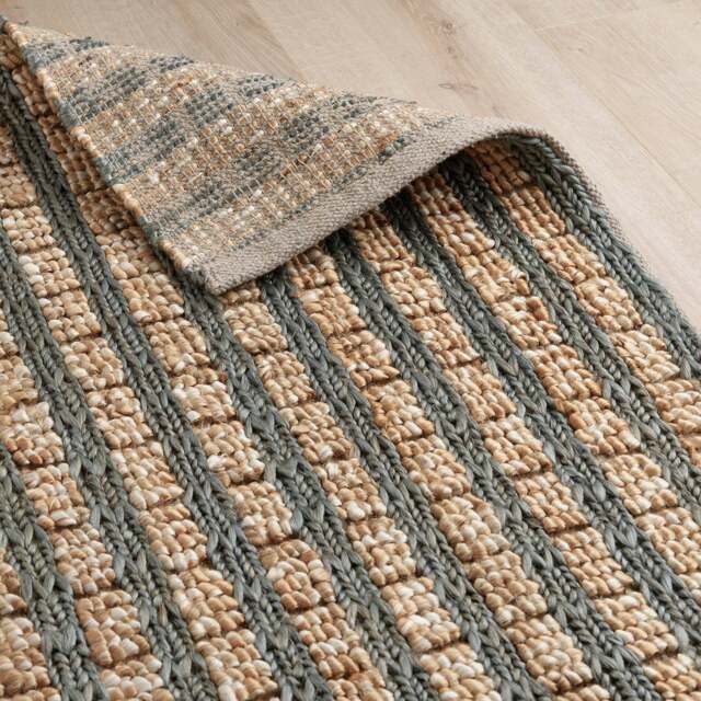 Industville - Oxnam Hand Woven Jute Rug - Natural & Teal by Industville ...