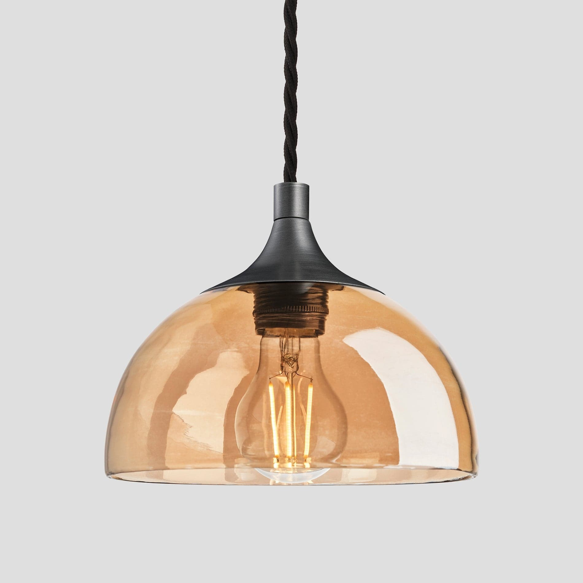Industville - Chelsea Tinted Glass Dome Pendant Light - 8 Inch - Amber ...