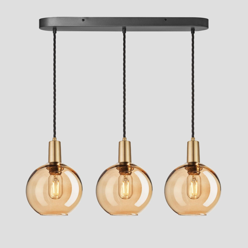 Sleek Tinted Glass Globe 3 Wire Cluster Lights - 7 inch - Amber Shade ...