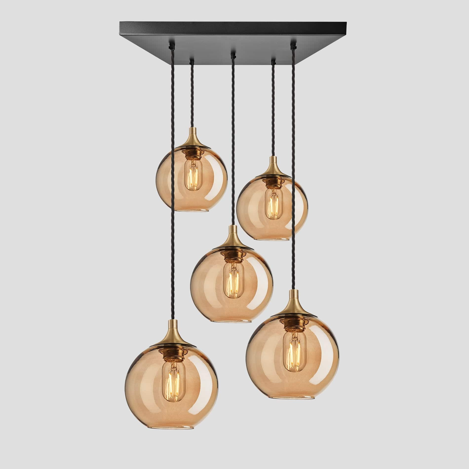 Industville - Chelsea Tinted Glass Globe 5 Wire Square Cluster Lights ...