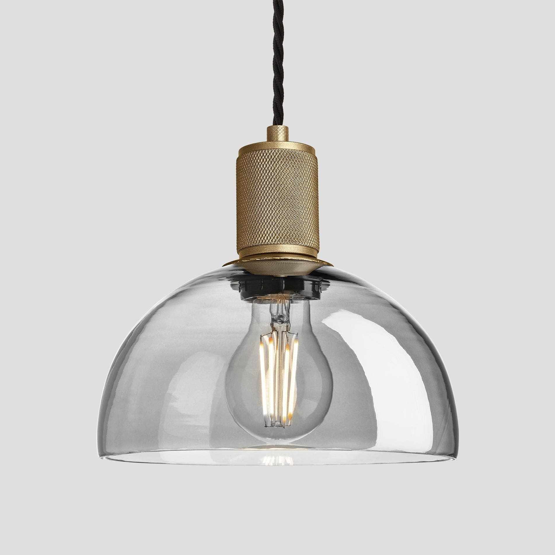 Industville - Knurled Tinted Glass Dome Pendant Light - 8 Inch - Smoke ...