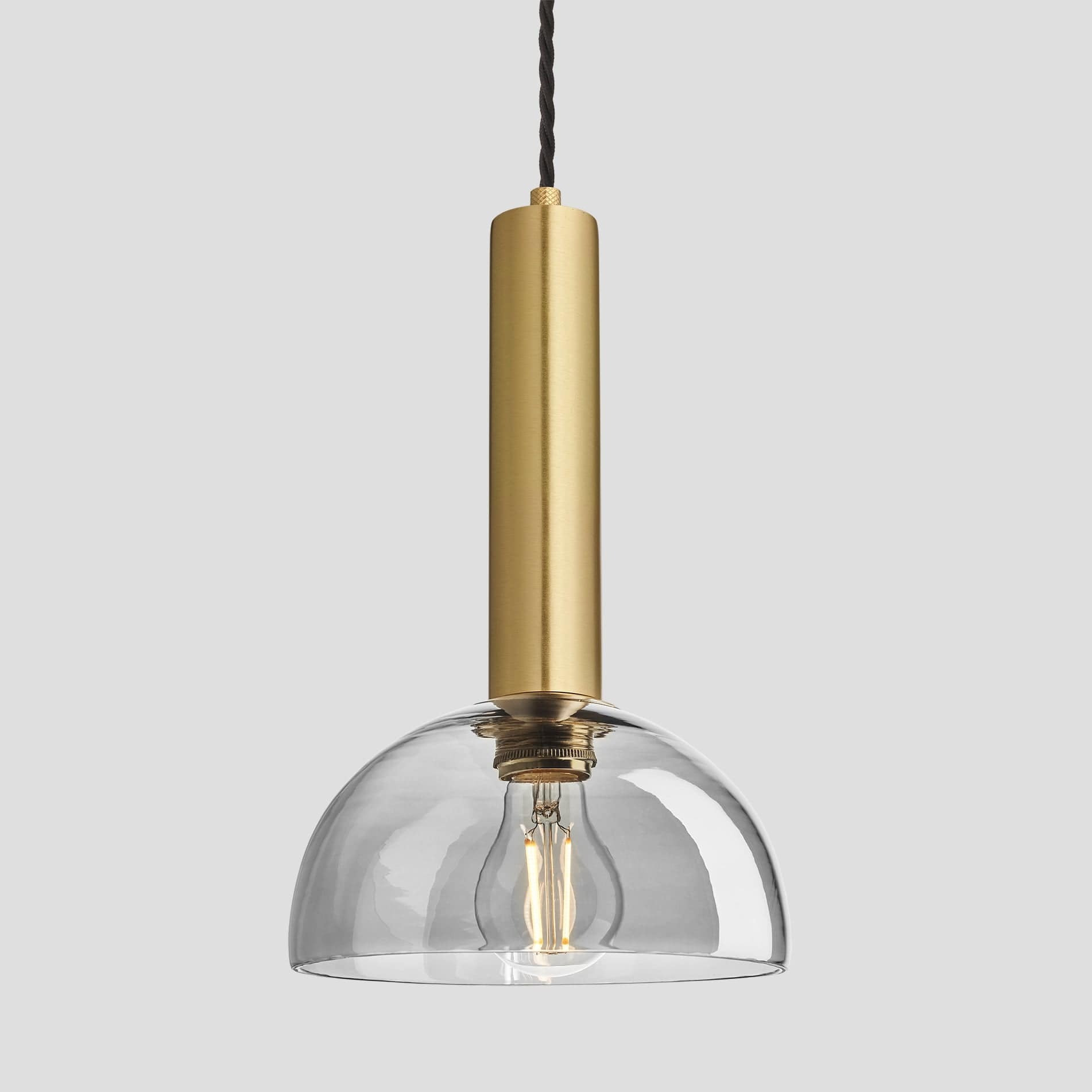 Sleek Cylinder Tinted Glass Dome Pendant Light - 8 Inch - Smoke Grey by ...