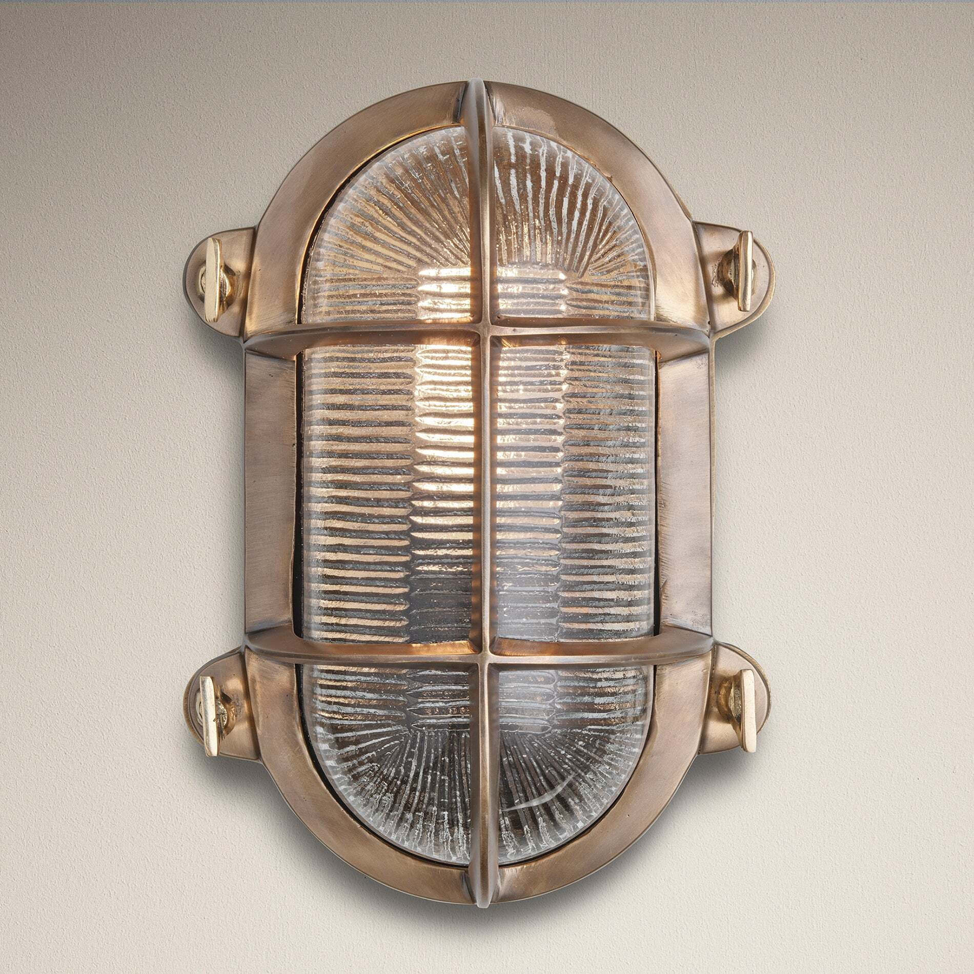 6 Inch Solid Brass Bulkhead Outdoor & Bathroom Oval Wall Light with ...
