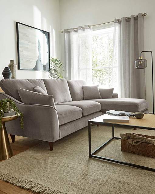 Hepburn Right Hand Corner Chaise Sofa Grey by JD Williams | ufurnish.com