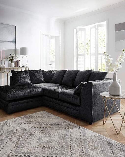 Chicago Left Hand Corner Chaise Sofa Black by JD Williams | ufurnish.com