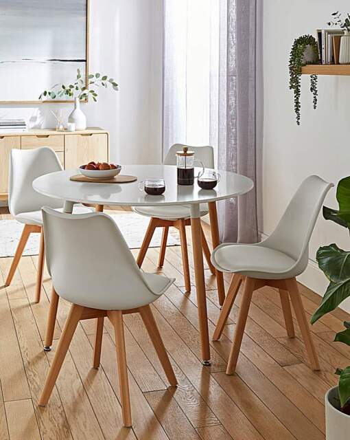 Frankfurt Round Dining Table & 4 Chairs White/Oak - JD Williams by JD ...