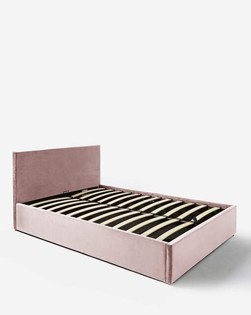 Hayden Velvet Ottoman Bed Frame Blush - Essential Collection - Size ...