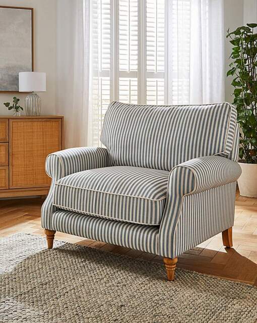 Naomi Stripe Armchair Blue - JD Williams by JD Williams | ufurnish.com