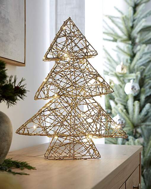 Light Up Gold Metal Christmas Tree Gold - FESTIVE by JD Williams ...